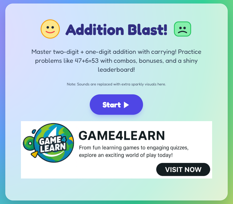 Two-Digit Addition with Carrying — 10 Fun Levels | Best Free Game